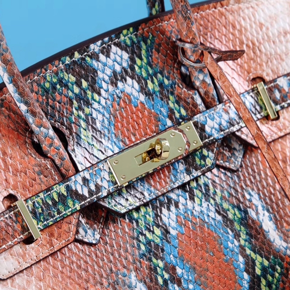 Bags | Python Embossed Leather Tote | Poshmark